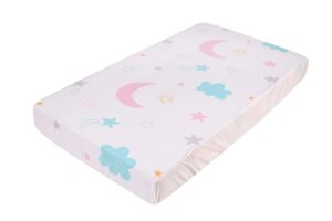 baby crib fitted sheet, 1 pc moon star cloud baby girl crib fitted sheet white pink blue