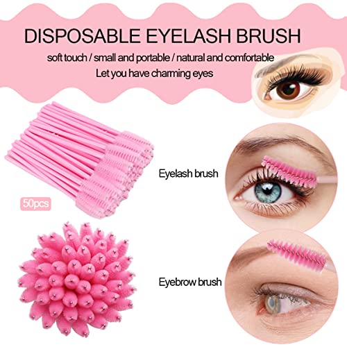 55 PCS lash Fan Dryer for Eyelash Extensions,USB Air Conditioning Blower, Mini Mister for Lash Extensions, Adjustable 270 Degree Lash Mirror, 2 Lash Shampoo Brushes, 50 Eyelash Mascara Brush (Pink)