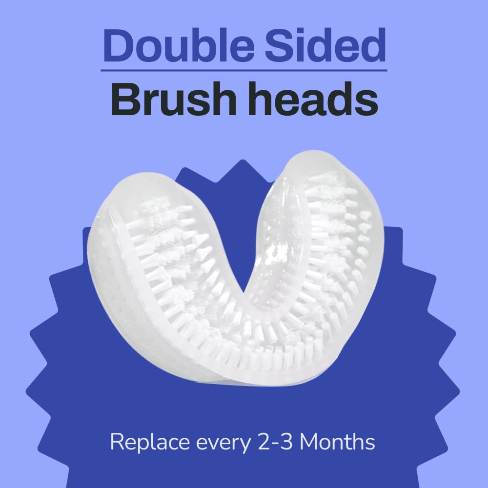 autobrush Double Sided U Shaped Nylon Brush Head Replacements - Adults and Kids Sizes (Adults, XL)