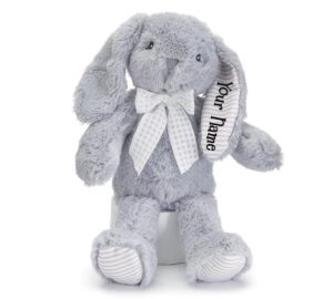 personalized grey bunny soft and floppy ear keepsake easter bunny - 8 inches