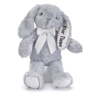 Personalized Grey Bunny Soft and Floppy Ear Keepsake Easter Bunny - 8 Inches