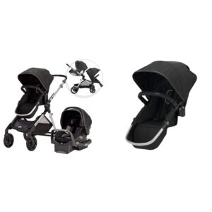 evenflo pivot xpand modular travel system with safemax infant car seat and two toddler seats to grow with your family (stallion black)