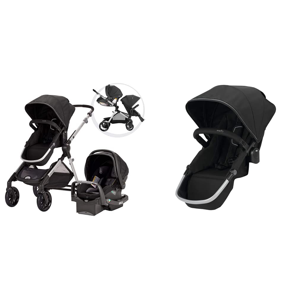 Evenflo Pivot Xpand Modular Travel System with SafeMax Infant Car Seat and Two Toddler Seats to Grow with Your Family (Stallion Black)