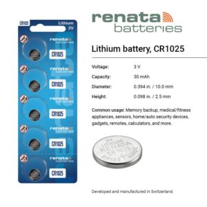 Renata CR1025 Batteries - 3V Lithium Coin Cell 1025 Battery (2 Count)