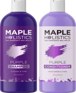 rehydrating purple shampoo and conditioner set - sulfate free purple shampoo for brassy hair and color conditioner hair toner for brassiness - blonde shampoo for color treated hair care 16oz