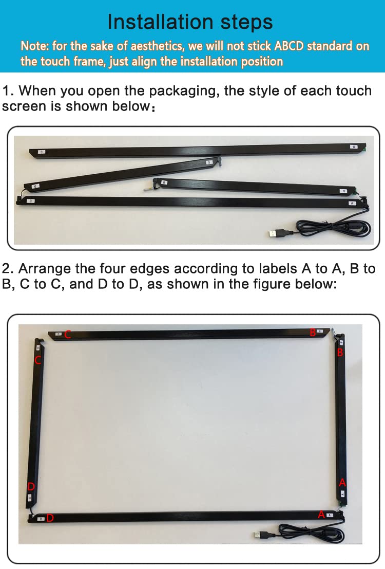 27 Inch 16 Points IR Touch Frame Overlay Kit Infrared Touch Screen Panels with USB Free-Drive for LCD Monitor Without Glass HT-IR27-17mm