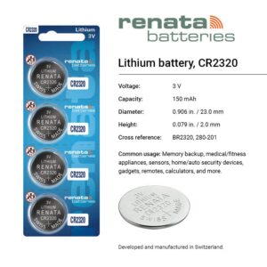 Renata CR2320 Batteries - 3V Lithium Coin Cell 2320 Battery (4 Count)