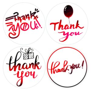 bokinyoung thank you stickers roll 500 pcs round red glossy foil seal stickers 1.5 inch thank you labels for business 4 designs