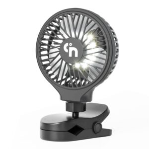 wihoo stroller fan clip on with led lights,5200mah battery operated desk fan 360° car seat baby fan 3 speeds personal fan for stroller car seat crib bike treadmill