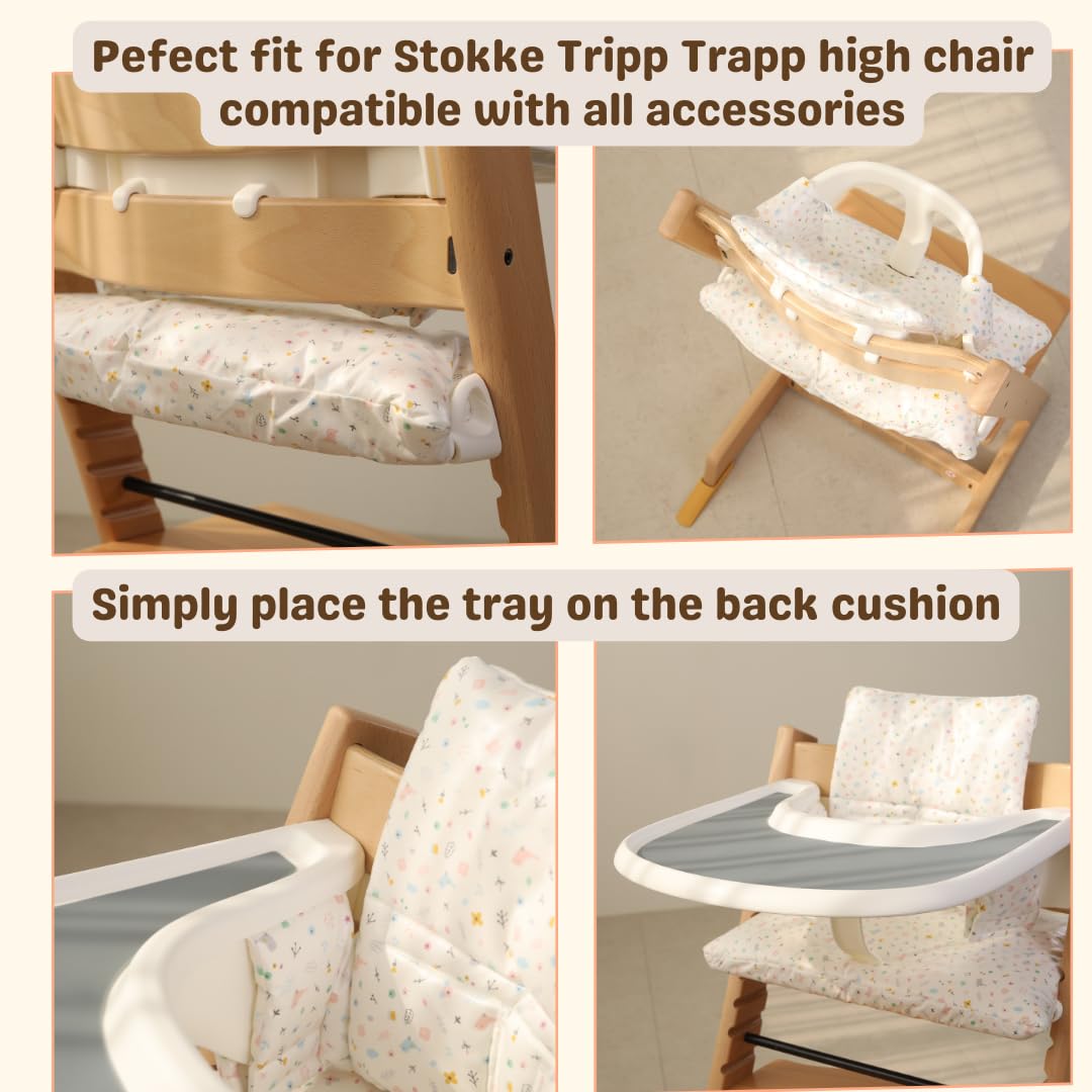 Gembebe Waterproof & Compatible Stokke Tripp Trapp Cushion Set - Easy to Clean Stokke Tripp Trapp Newborn Set - 100% Cotton Stokke Tripp Trapp High Chair Cushion Set (Little Birdie / 49.5 Counts)