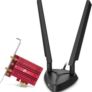 TP-Link WiFi 6E Intel AX210 AXE5400 PCIe WiFi Card for PC (Archer TXE75E) - Tri Band Wireless Adapter for Desktop PC with Magnetic Base Dual Antenna, Bluetooth 5.3(USB Port), WPA3, MU-MIMO, OFDMA