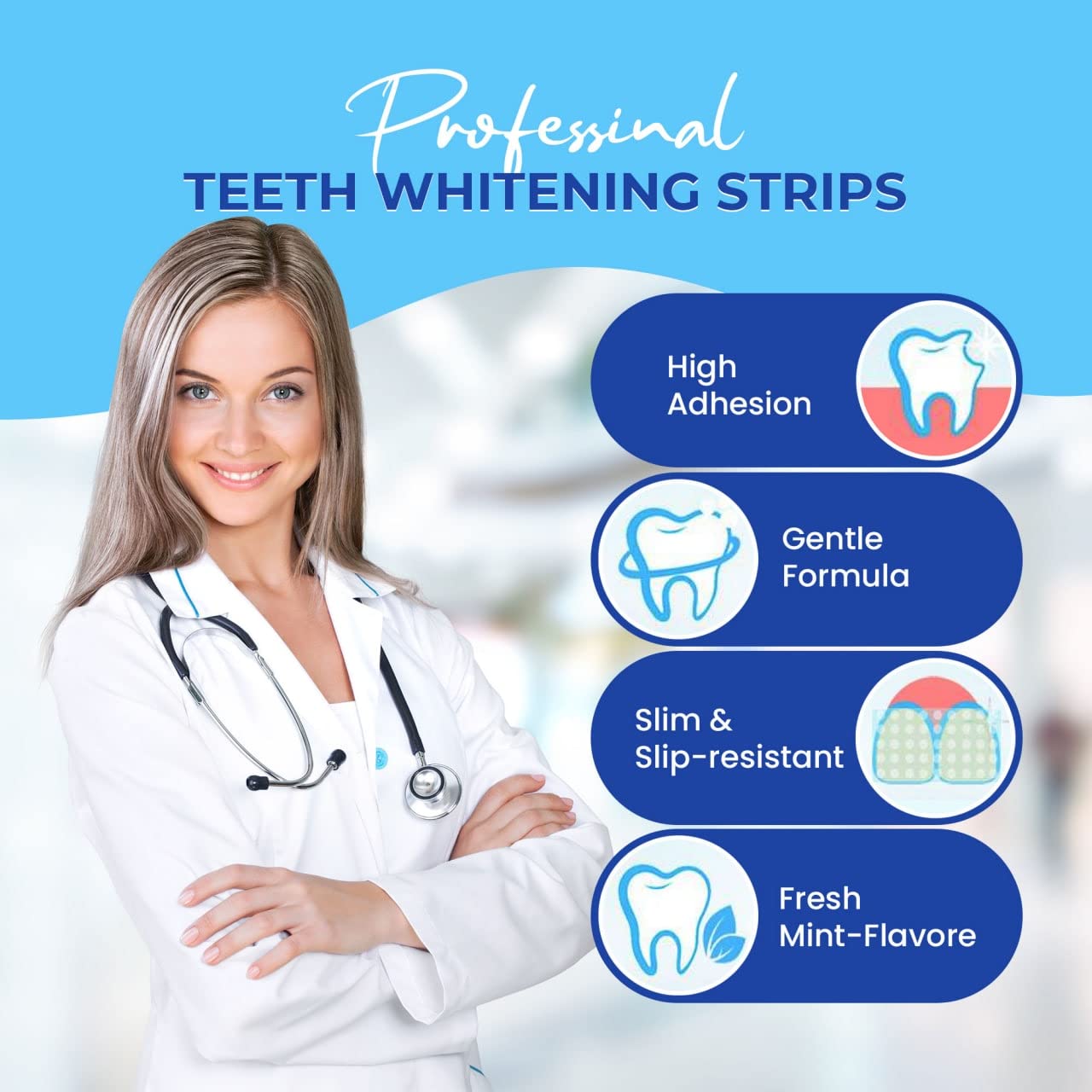 LUELLI Teeth Whitening Strips - White Strips Teeth Whitening Kit - Whiter Teeth in 7 Days Up to 10 Shades Whiter - 14 Treatments 28 Strips