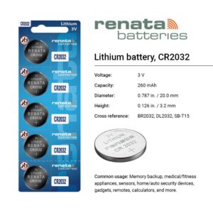 Renata CR2032 Batteries - 3V Lithium Coin Cell 2032 Battery (20 Count)