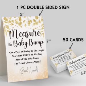 Baby Shower Games - Measure Mommy's Belly Game, How Big is Mommy's Belly, Mommys Belly Size Game, Includes a 5x7 Standing Sign and 50 2x3.5 Advice Cards(niu-k02)