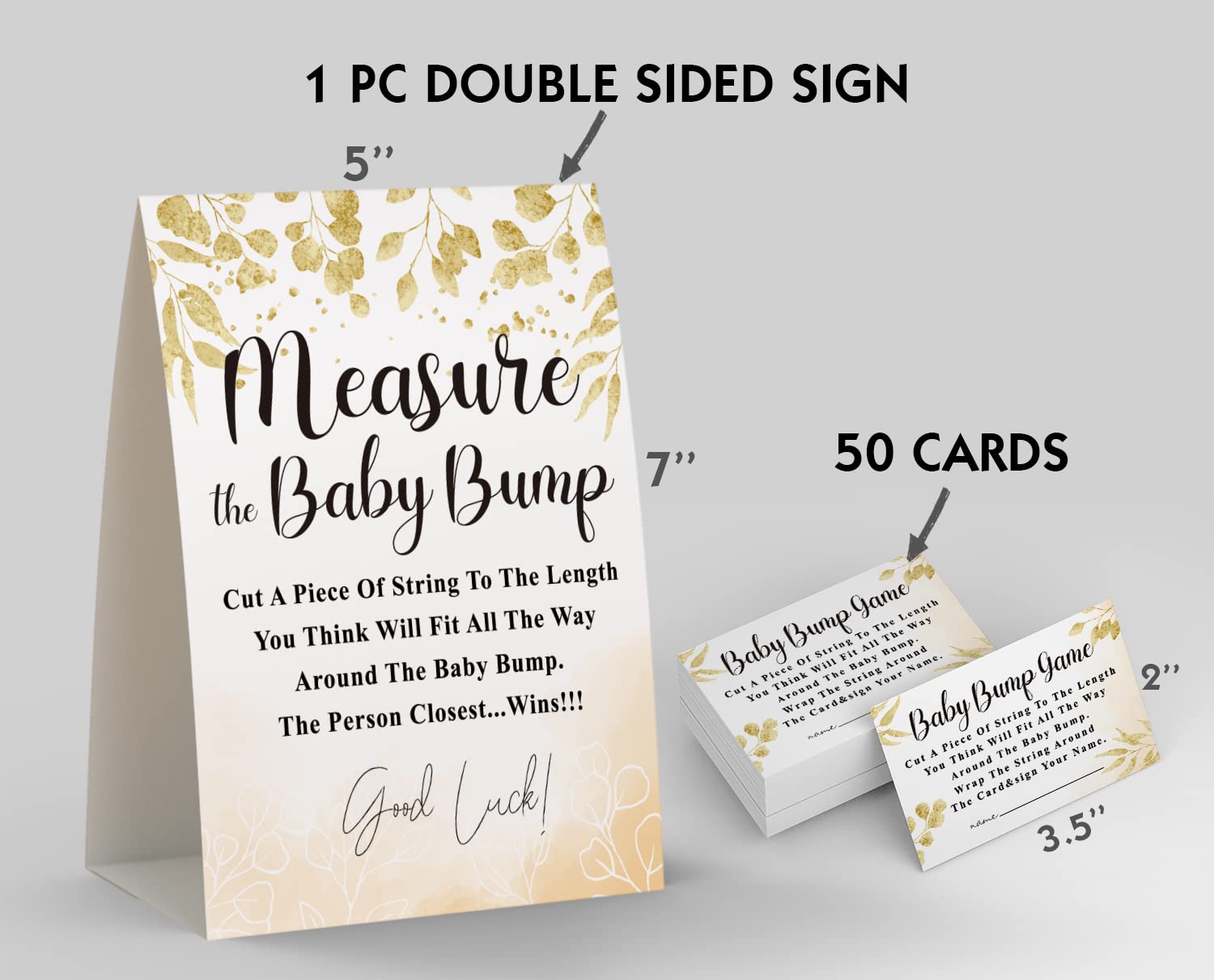 Baby Shower Games - Measure Mommy's Belly Game, How Big is Mommy's Belly, Mommys Belly Size Game, Includes a 5x7 Standing Sign and 50 2x3.5 Advice Cards(niu-k02)