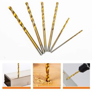 60 Pcs Titanium Twist Drill Bit Set Mini Micro Drill Bit Set 3/64"-1/8" Metal, High Speed Steel, Aluminum Alloy,Micro Drill Bit for Wood, Plastic Wood Drill Bit Sets