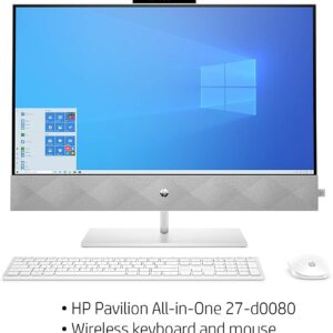 HP Pavilion All-in-One 27-d0230z, AMD Ryzen 7 4800H 16 GB DDR4 1TB HDD 256GB PCIe NVMe M.2 SSD 27" Diagonal FHD Display, Windows 11 Home