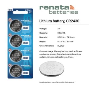 Renata CR2430 Batteries - 3V Lithium Coin Cell 2430 Battery (2 Count)