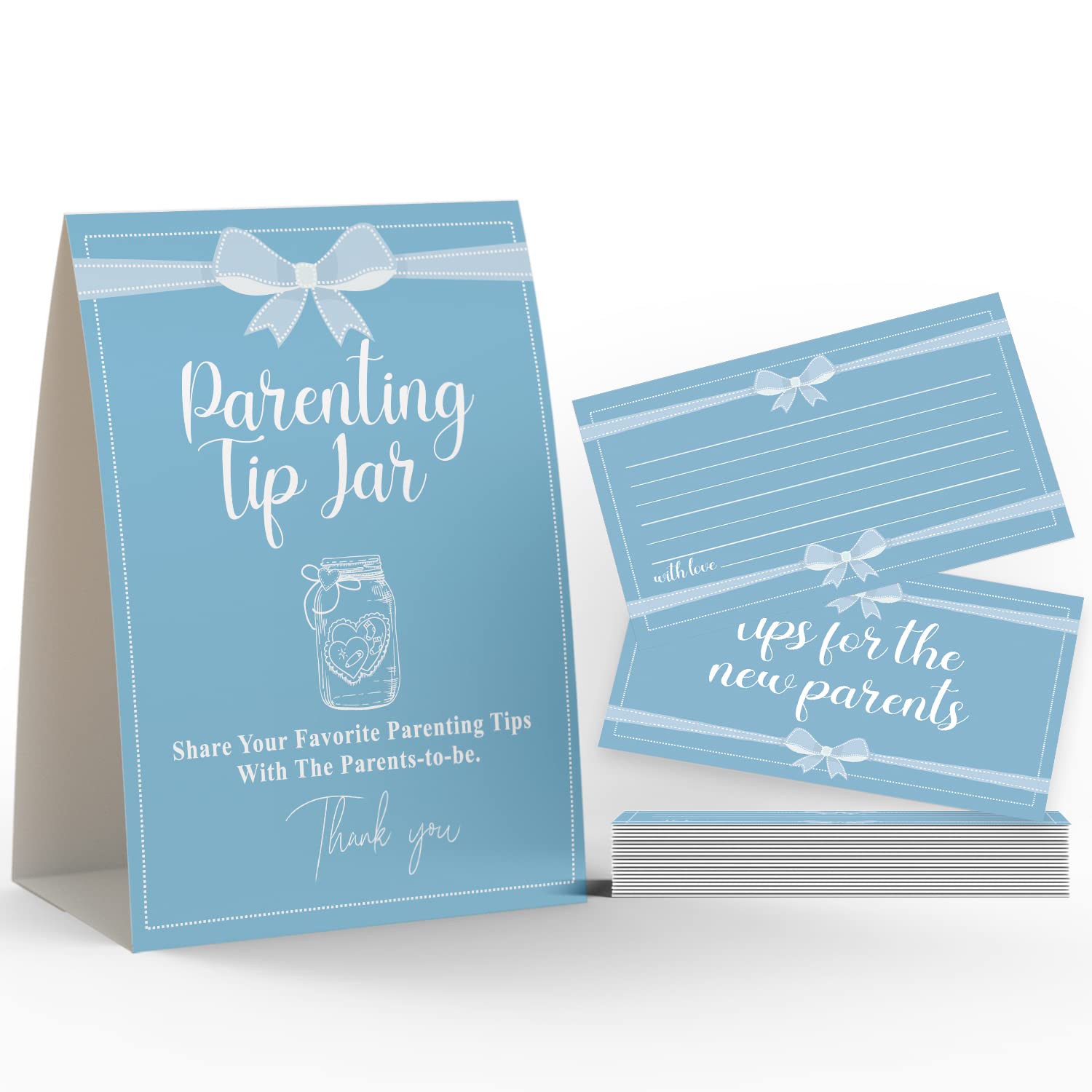 Advice for New Parents, Parenting Advice Card, Baby Shower Party, Tips for the Parents To Be，Includes a 5x7 Standing Sign and 25 4x6 Advice Cards(JYC029)