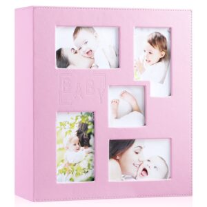 ywlake baby photo album 4x6 500 pocket pictures, leather cover newborn shower girl bebe album holds 500 horizontal vertical photos pink