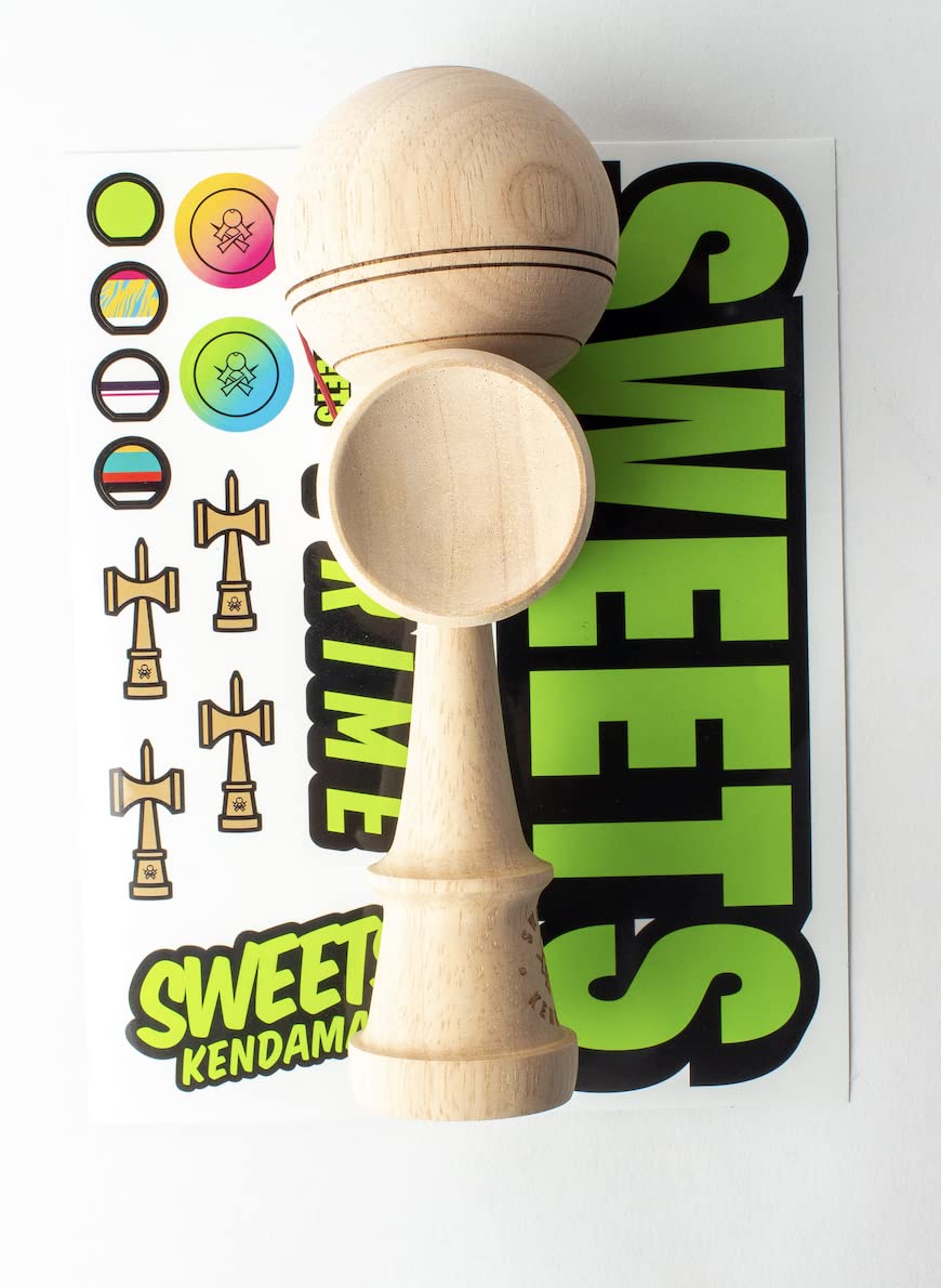 Sweets Kendamas Radar Boost Kendama - Updated with Natty Engraving, Improves Hand Eye Coordination, Reflexes, Perfect for Beginners, Extra String Accessory Quick Start Bundle (Rubberwood)