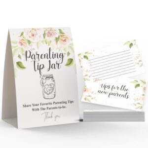 advice for new parents, parenting advice card, baby shower party, tips for the parents to be，includes a 5x7 standing sign and 25 4x6 advice cards(jyc034)