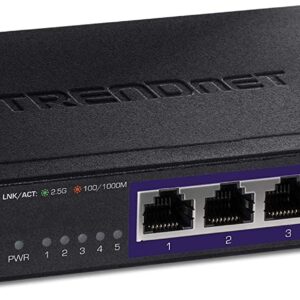 TRENDnet 5-Port Unmanaged 2.5G Switch, Wall Mountable, TEG-S350(Renewed)