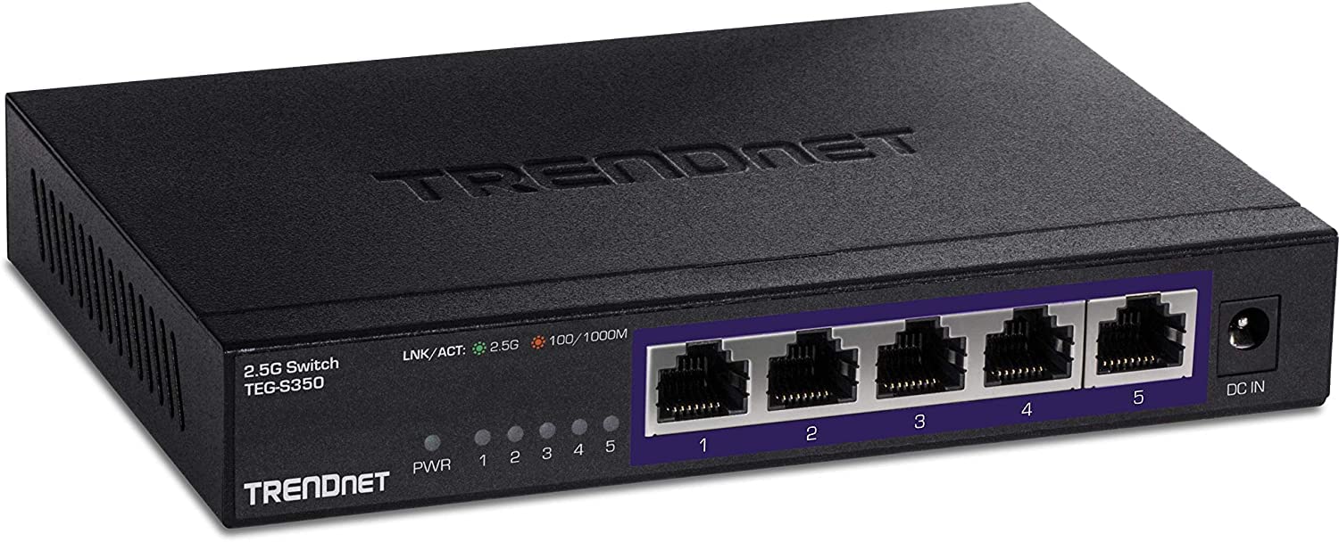 TRENDnet 5-Port Unmanaged 2.5G Switch, Wall Mountable, TEG-S350(Renewed)