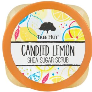 T H Tree Hut Shea Sugar Body Scrub Candied Lemon,18oz, With Single Fragrance-Free Makeup Remover Cleansing Towelettes