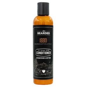 live bearded beard conditioner for men - 1880 scent facial hair conditioner, 8oz - all-natural beard softener with biotin, coconut oil, & argan oil - strengthens & softens, made in usa