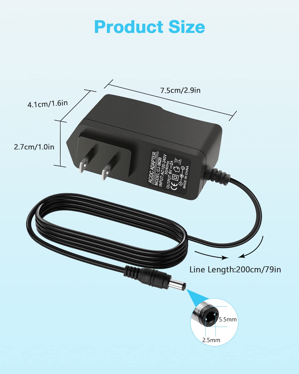 Aclorol 6V 2A Power Supply 12W 6V 1.5A 1A 0.5A 500mA AC/DC Adapter Universal Charger AC 100V-240V to DC 6 Volt 2 amp Repalcement Charger for Elliptical Monitor and More DC 6V Devices