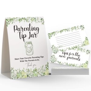 toctose advice for new parents, parenting advice card, baby shower party, tips for the parents to be，includes a 5x7 standing sign and 25 4x6 advice cards(jyc042)