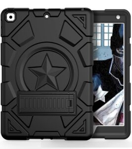 timism ipad 9th generation case, ipad 8th generation case, ipad 7th generation case, ipad 10.2 case with kickstand, hybrid shockproof ipad case for kids boys children 2021/2020/2019 (navy blue+red)