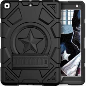 TIMISM iPad 9th Generation Case, iPad 8th Generation Case, iPad 7th Generation Case, iPad 10.2 Case with Kickstand, Hybrid Shockproof iPad Case for Kids Boys Children 2021/2020/2019 (Navy Blue+Red)