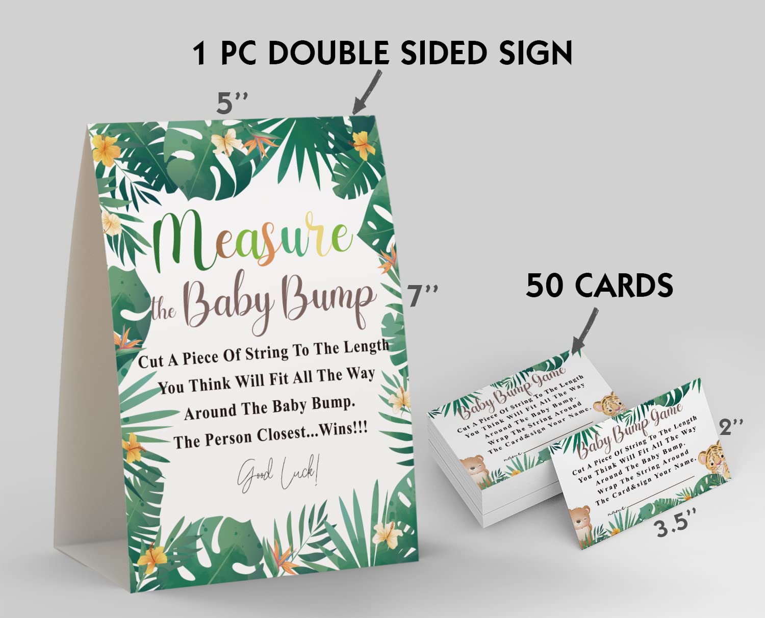 Baby Shower Games - Measure Mommy's Belly Game, How Big is Mommy's Belly, Mommys Belly Size Game, Includes a 5x7 Standing Sign and 50 2x3.5 Advice Cards(niu-k011)