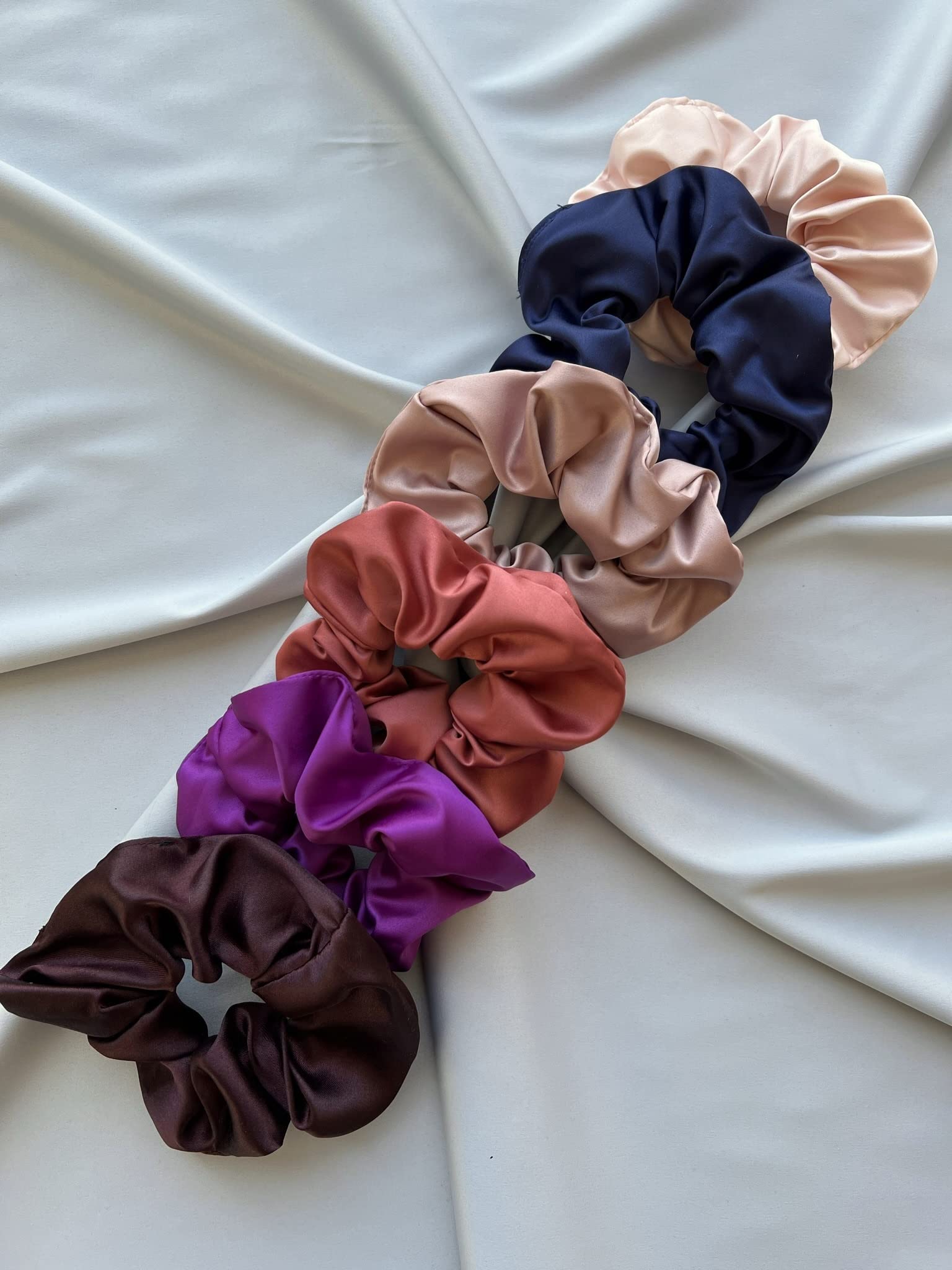 Satin Scrunchies, 6 Pieces For Hair, Big Satin Hair Ties, Ponytail Holder, Soft And Satin Silk Fabric Hair Scrunchies, P12