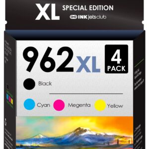 5-Star Compatible Replacement for 962xl Officejet Pro 9010, 9012, 9013, 9014, 9015e, 9016, 9018, 9019, 9020, 9025 4 Pack Black, Cyan, Magenta, Yellow