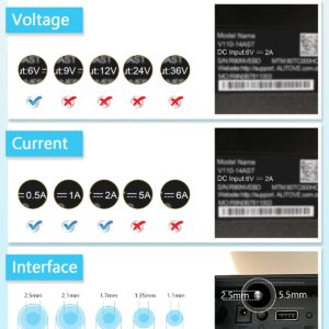 Aclorol 6V 2A Power Supply 12W 6V 1.5A 1A 0.5A 500mA AC/DC Adapter Universal Charger AC 100V-240V to DC 6 Volt 2 amp Repalcement Charger for Elliptical Monitor and More DC 6V Devices