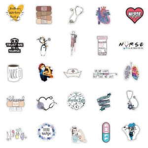 Zheqiai 50 Pcs International Nurses Day Stickers Registered Nurse R N Paramedic Medical Nursing Gift Waterproof Stickers for Laptop White 50pcs