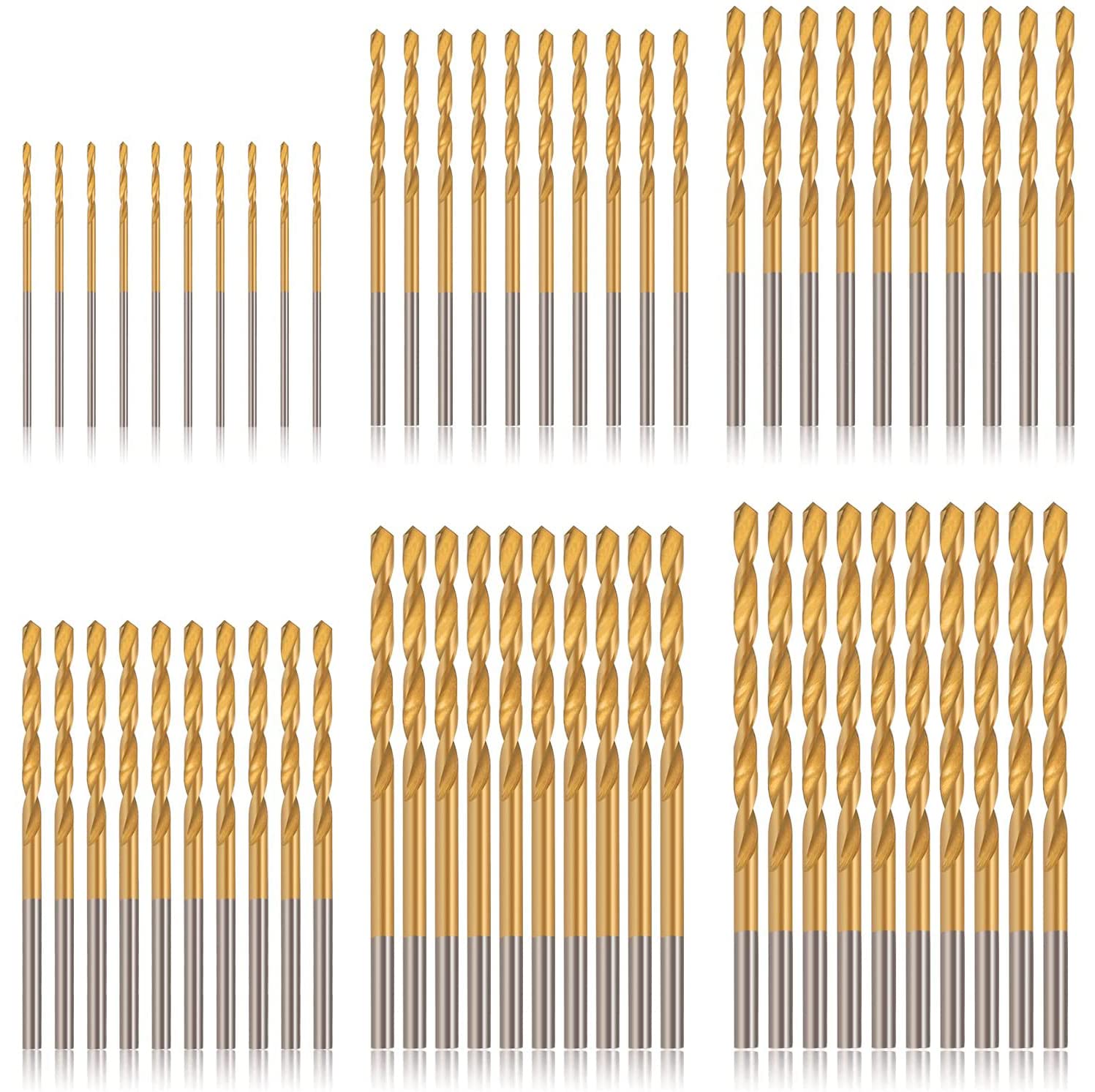 60 Pcs Titanium Twist Drill Bit Set Mini Micro Drill Bit Set 3/64"-1/8" Metal, High Speed Steel, Aluminum Alloy,Micro Drill Bit for Wood, Plastic Wood Drill Bit Sets