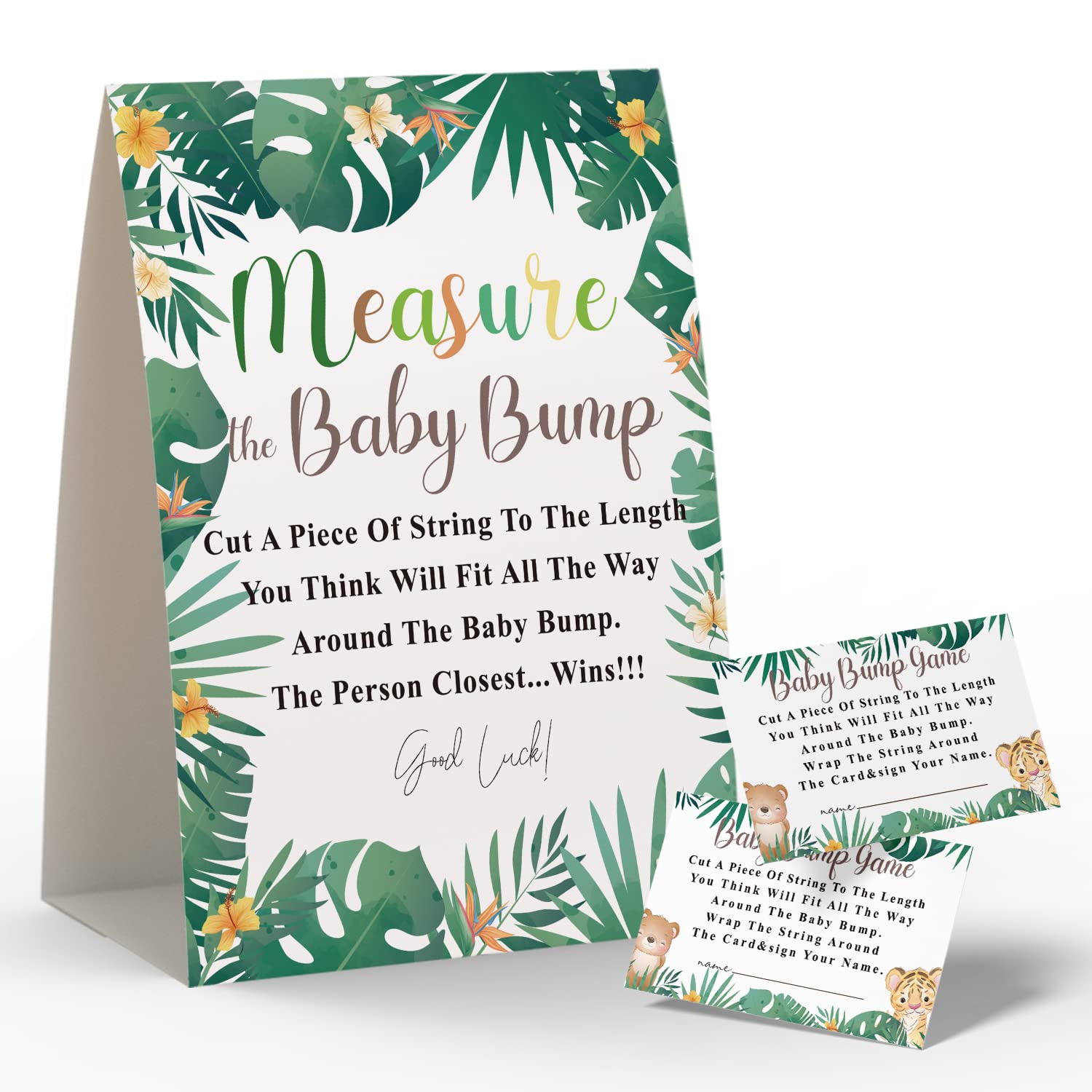 Baby Shower Games - Measure Mommy's Belly Game, How Big is Mommy's Belly, Mommys Belly Size Game, Includes a 5x7 Standing Sign and 50 2x3.5 Advice Cards(niu-k011)