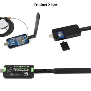 SIM7600G-H 4G DONGLE with Antenna, Industrial Grade 4G USB/UART, Communication and GNSS Positioning Support PC/Raspberry Pi/Drone/Industrial Computer, Support Global Band