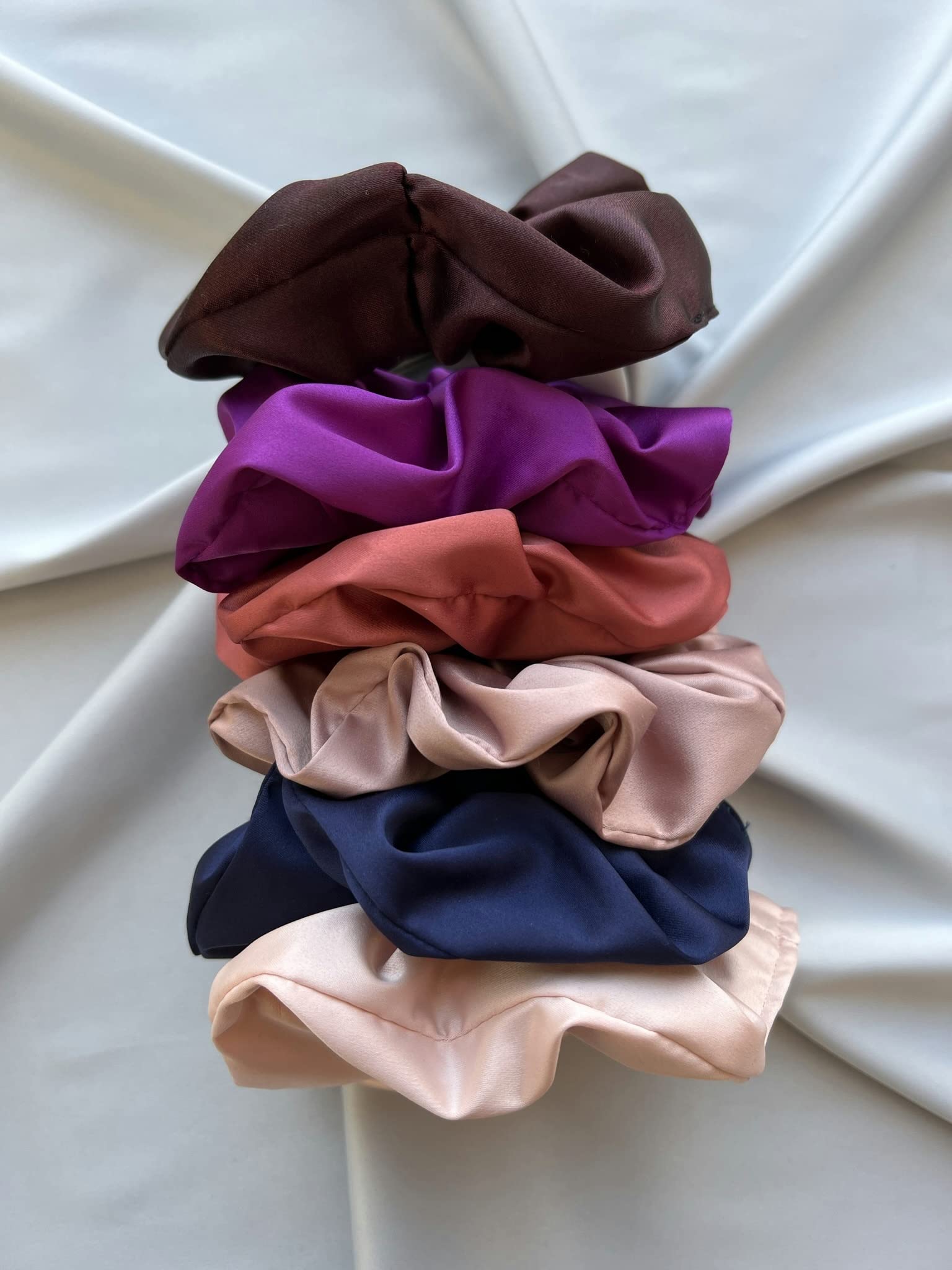 Satin Scrunchies, 6 Pieces For Hair, Big Satin Hair Ties, Ponytail Holder, Soft And Satin Silk Fabric Hair Scrunchies, P12