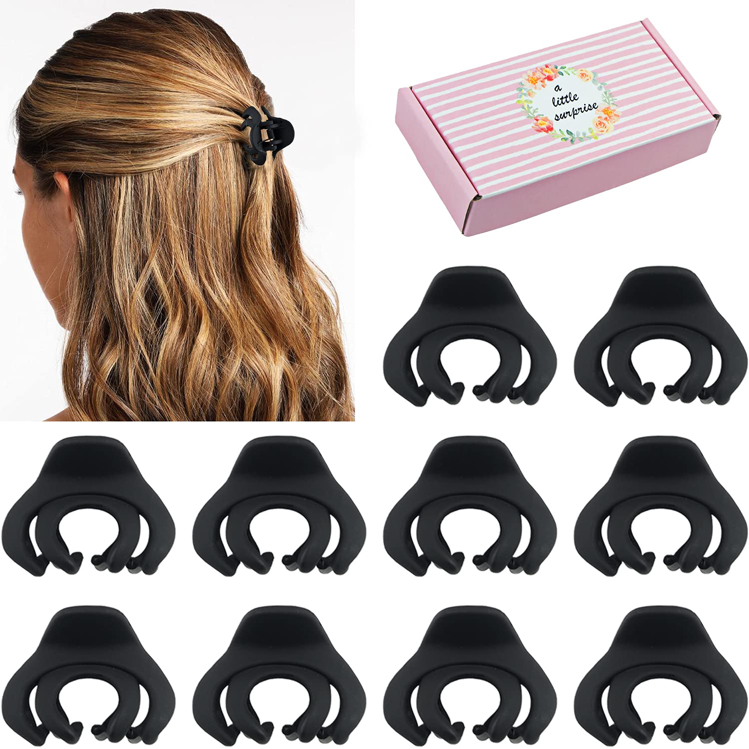 MAORULU Hair Clip, Small Hair Clips for Women Girls Kids, Tiny Non-slip Hair Claw Clips for Thin/Medium Thick Hair, 1.5 Inch Mini Hair Jaw Clips, 10 Colors Matte Octopus Clip with Gift Box