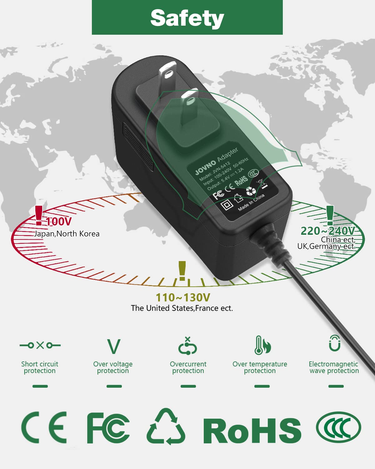 5.4V Power Cord Charger for Panasonico Shaver Arc3 Arc4 Arc5 Shaver Razor, JOVNO Adapter for ES-LV65-S ES-LA93-K ES-RT51-S ES-LA63-S ES-LV95-S RE7-87 RE7-51 RE7-59 RE7-40 RE7-68 RE7-59 Electric Blade