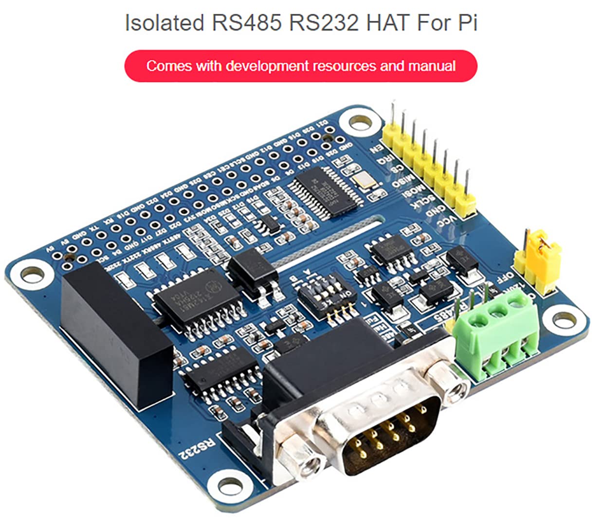 Isolated RS485 RS232 Expansion HAT Board for Raspberry Pi 4B/3B+/3B/2B/Zero/Zero 2 W/Zero 2 WH,Adopt SC16IS752 UART Expansion Chip,SPI to RS485 and RS232 Up to 921600bps Data Rate