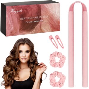 hryyds upgraded curler with gift box - velvet headband for heatless sleep-in curls, no smell, for long and medium hair (pink)