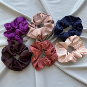 Satin Scrunchies, 6 Pieces For Hair, Big Satin Hair Ties, Ponytail Holder, Soft And Satin Silk Fabric Hair Scrunchies, P12