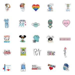 Zheqiai 50 Pcs International Nurses Day Stickers Registered Nurse R N Paramedic Medical Nursing Gift Waterproof Stickers for Laptop White 50pcs