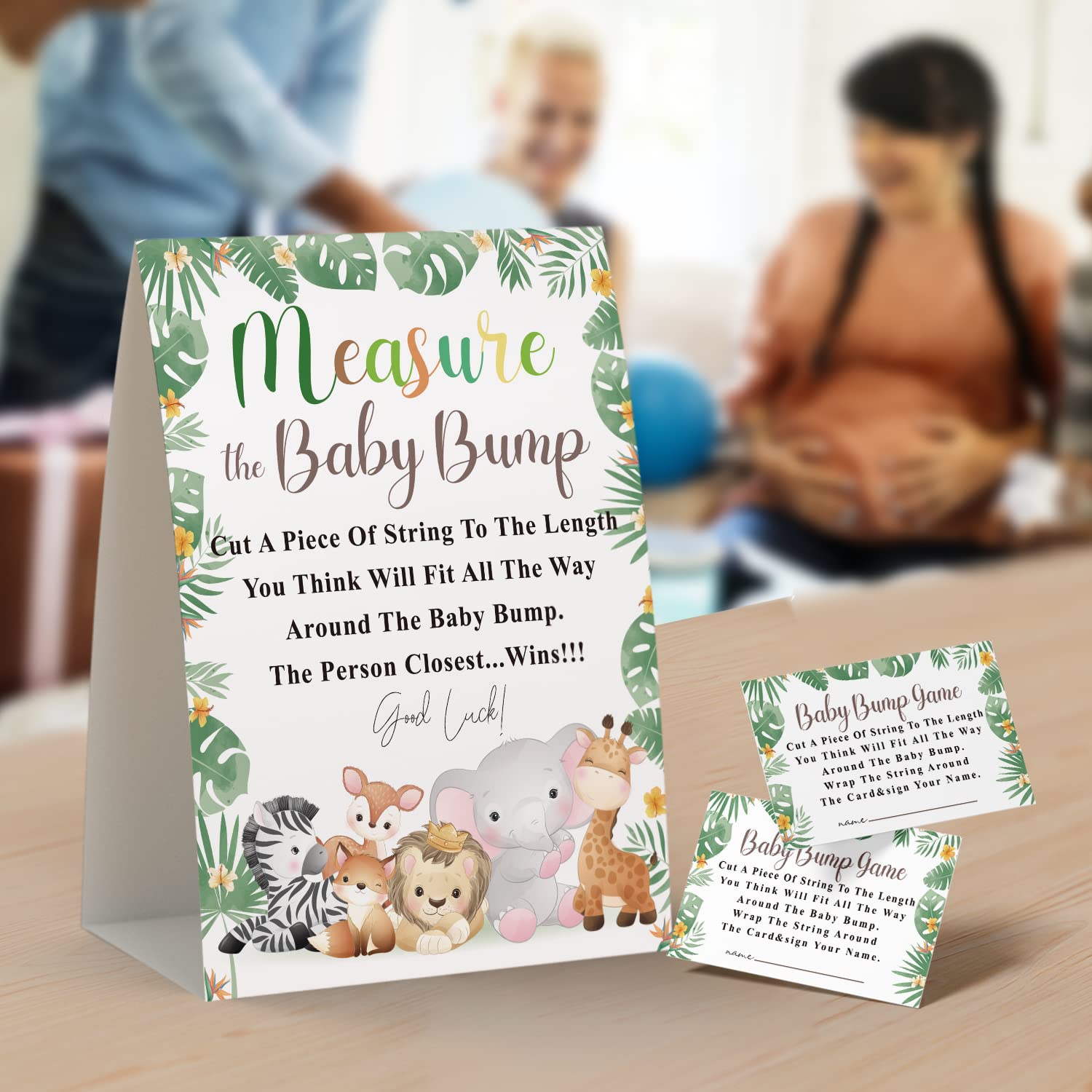 Baby Shower Games - Measure Mommy's Belly Game, How Big is Mommy's Belly, Mommys Belly Size Game, Includes a 5x7 Standing Sign and 50 2x3.5 Advice Cards(niu-k010)